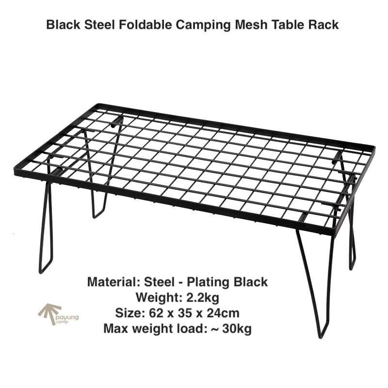 Multipurpose Camping Black Steel Table Stacking Storage Rack Foldable ...
