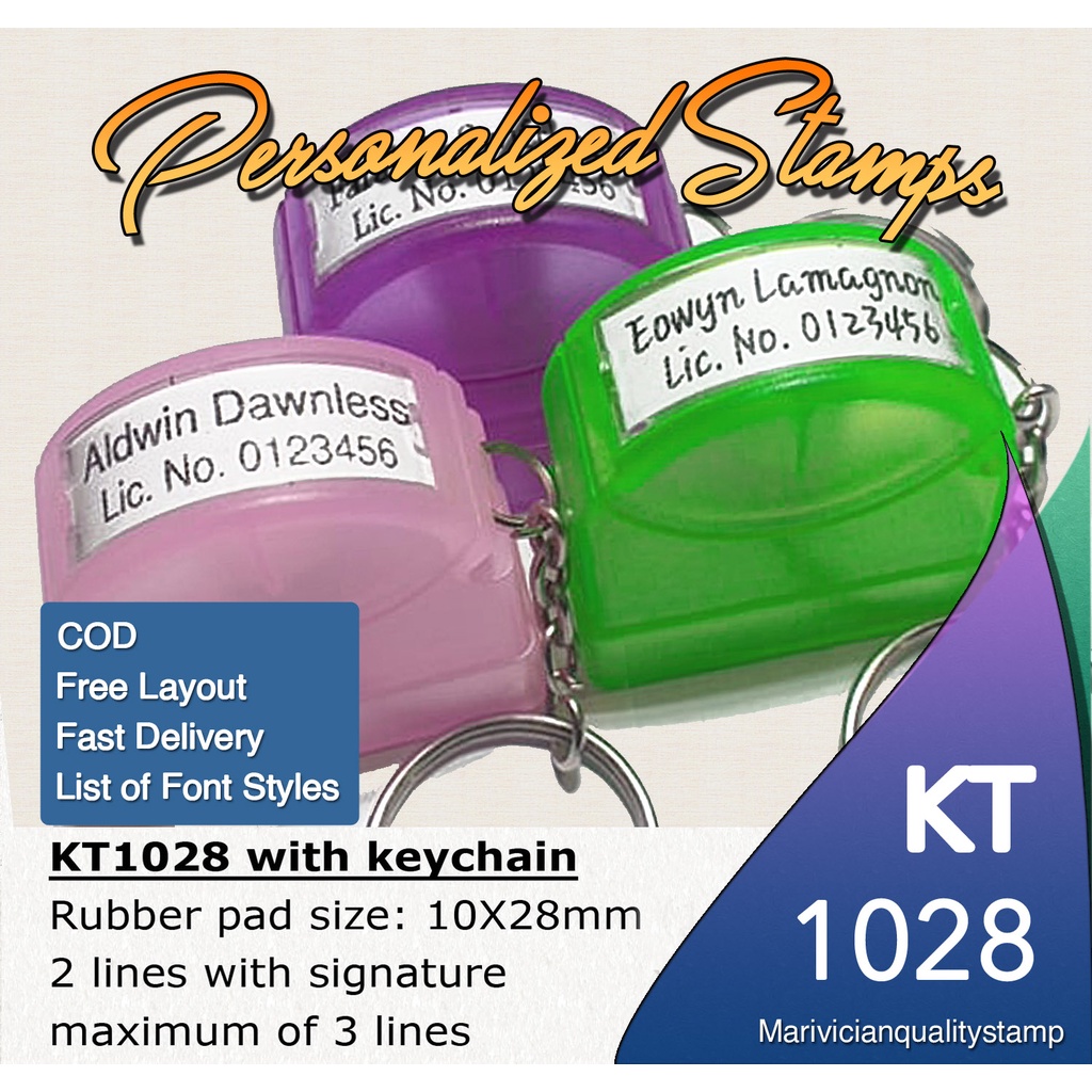 Personalized Stamp KT with Customize Name Rubber 28mm x 10mm Self ...