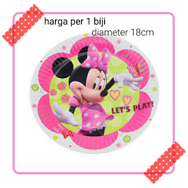 Minnie mouse Character Birthday Paper Plate diameter 18cm | Shopee ...