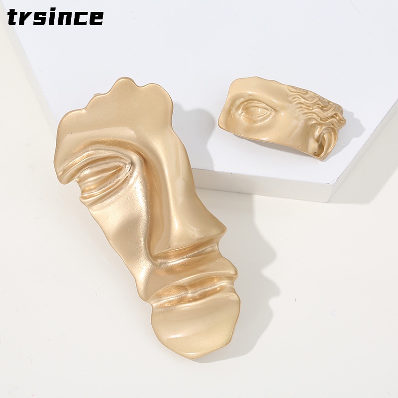 Fashion Vintage Metal Abstract Half Face Gold Color Mask Brooches for ...