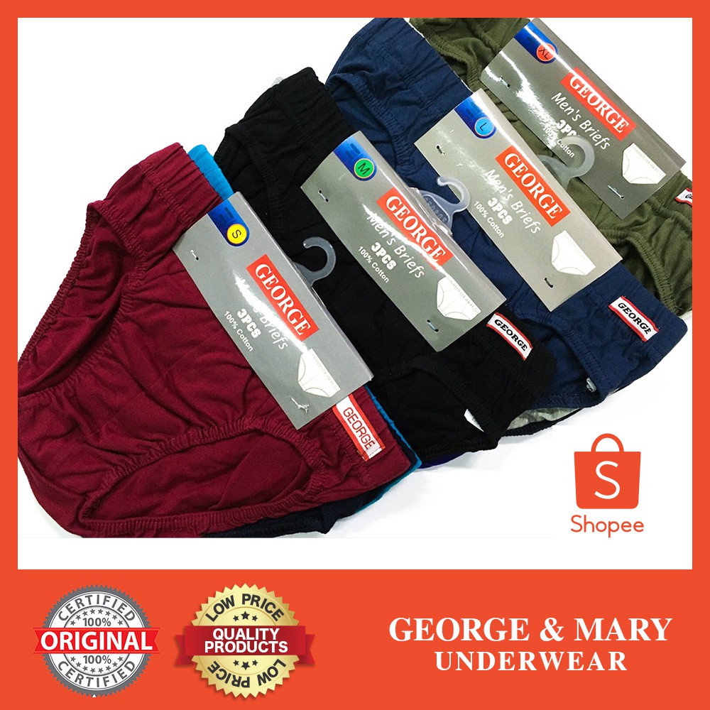57620 George Men’s Brief 3in1 - 100% Cotton/ High Quality | Shopee ...