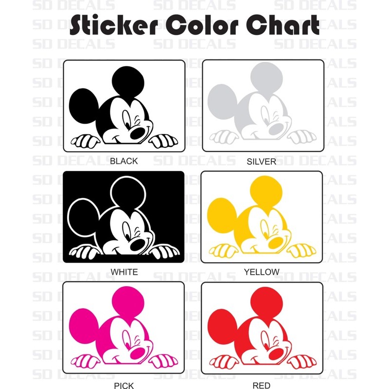 Mickey Mouse Vinyl Waterproof Sticker for Car & Motorcycle (5x3.3 ...