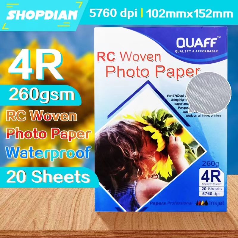 Quaff RC Woven Photo Paper (A4/5R/4R/3R) 260gsm 20Sheets | Shopee ...