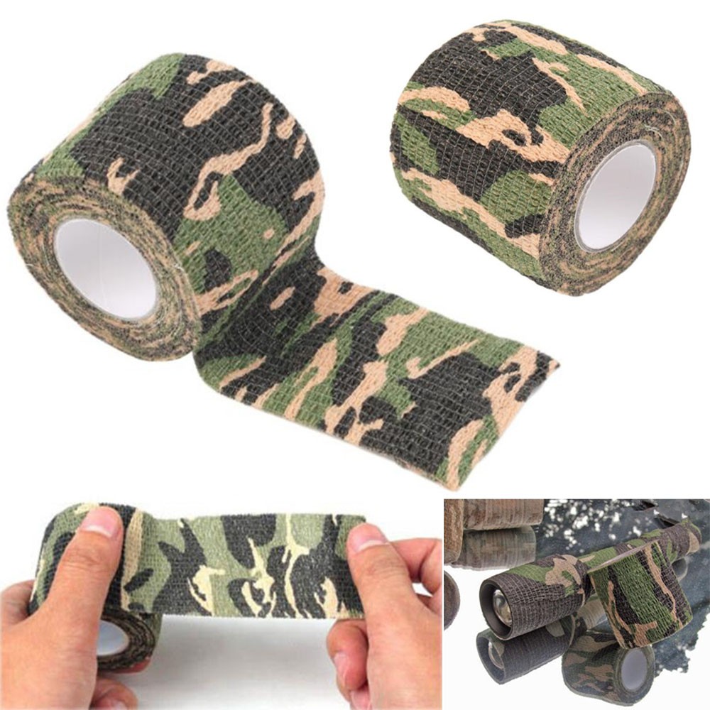 5CM*4.5M Self-Adhesive Non-Woven Wrap Camping Stealth Tape Jungle color ...