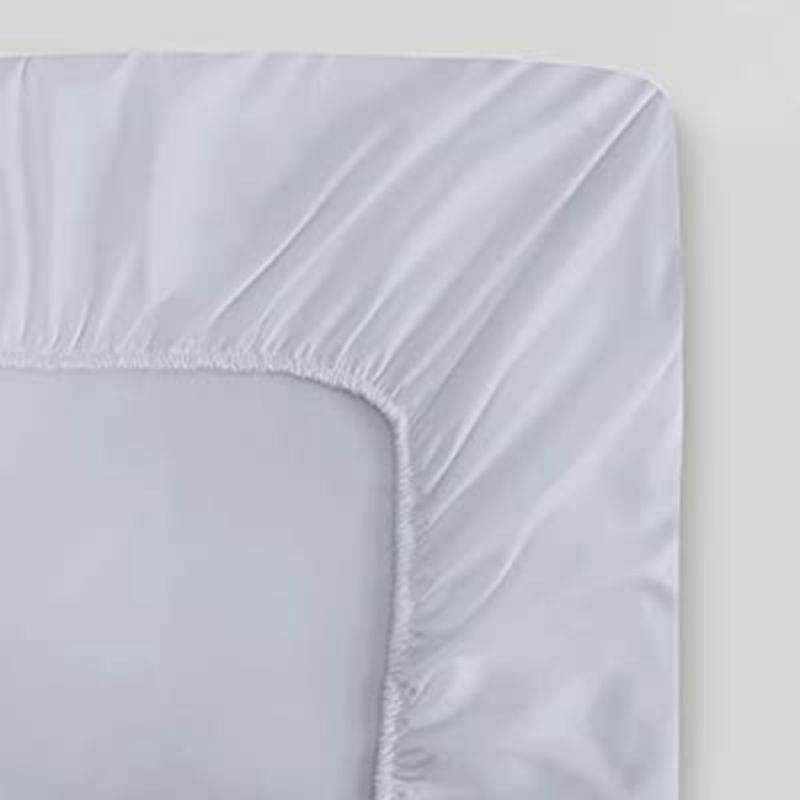 Plain White Fitted Bedsheet Cotton Garterized Edge Bedsheet with Size ...