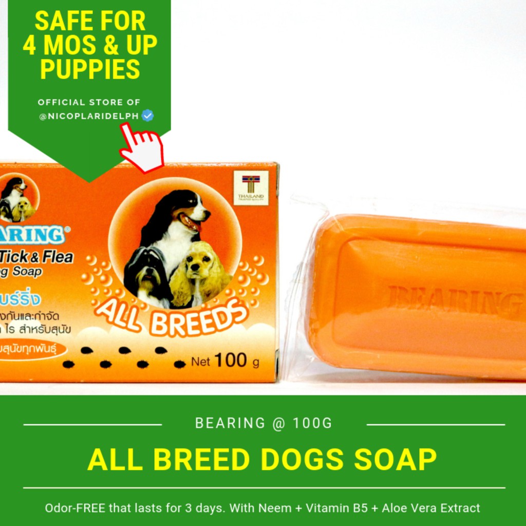 Bearing Anti Tick and Flea Orange Soap for All Breed Dogs (100g ...