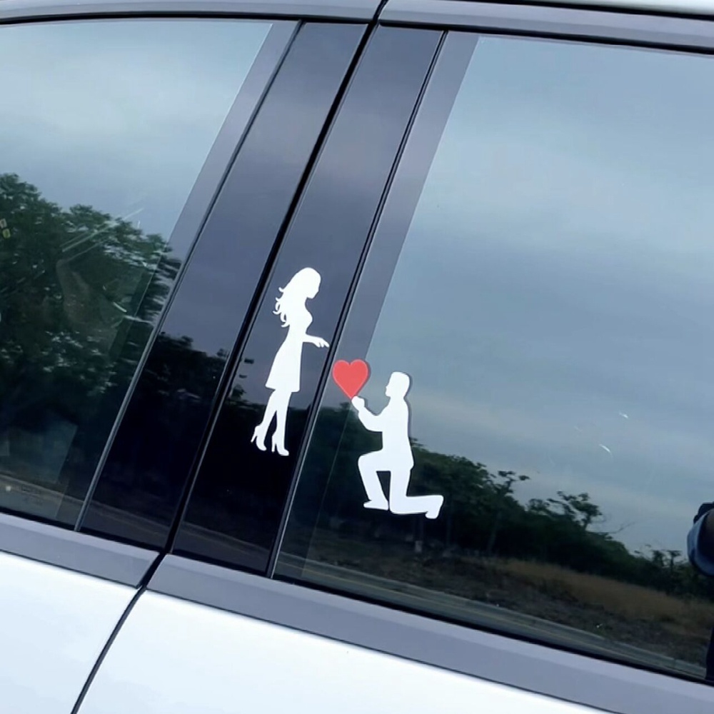 16cmX16cm Love Couple Proposal Car Stickers Car Romantic Stickers Rear ...