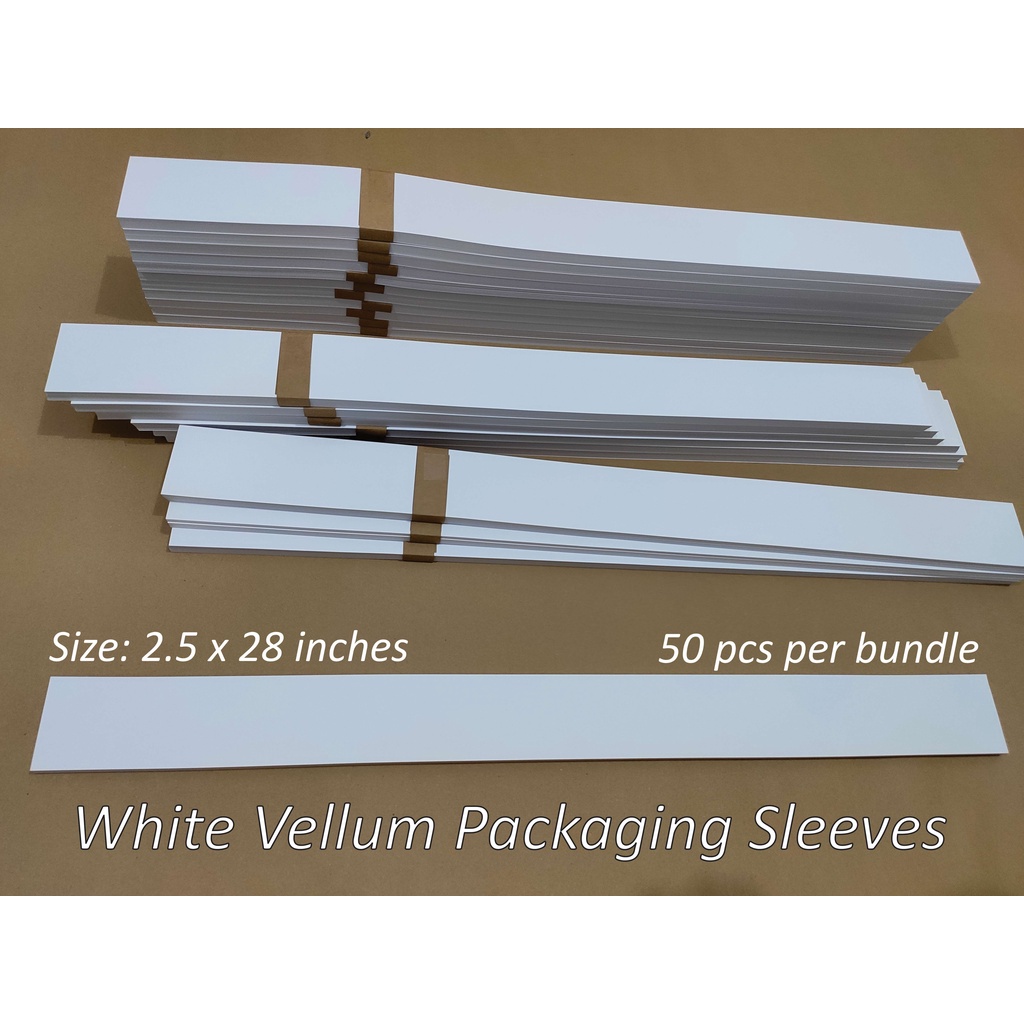 White Vellum Packaging Sleeves (2.5 x 28 inches and 3 x 22.5 inches ...