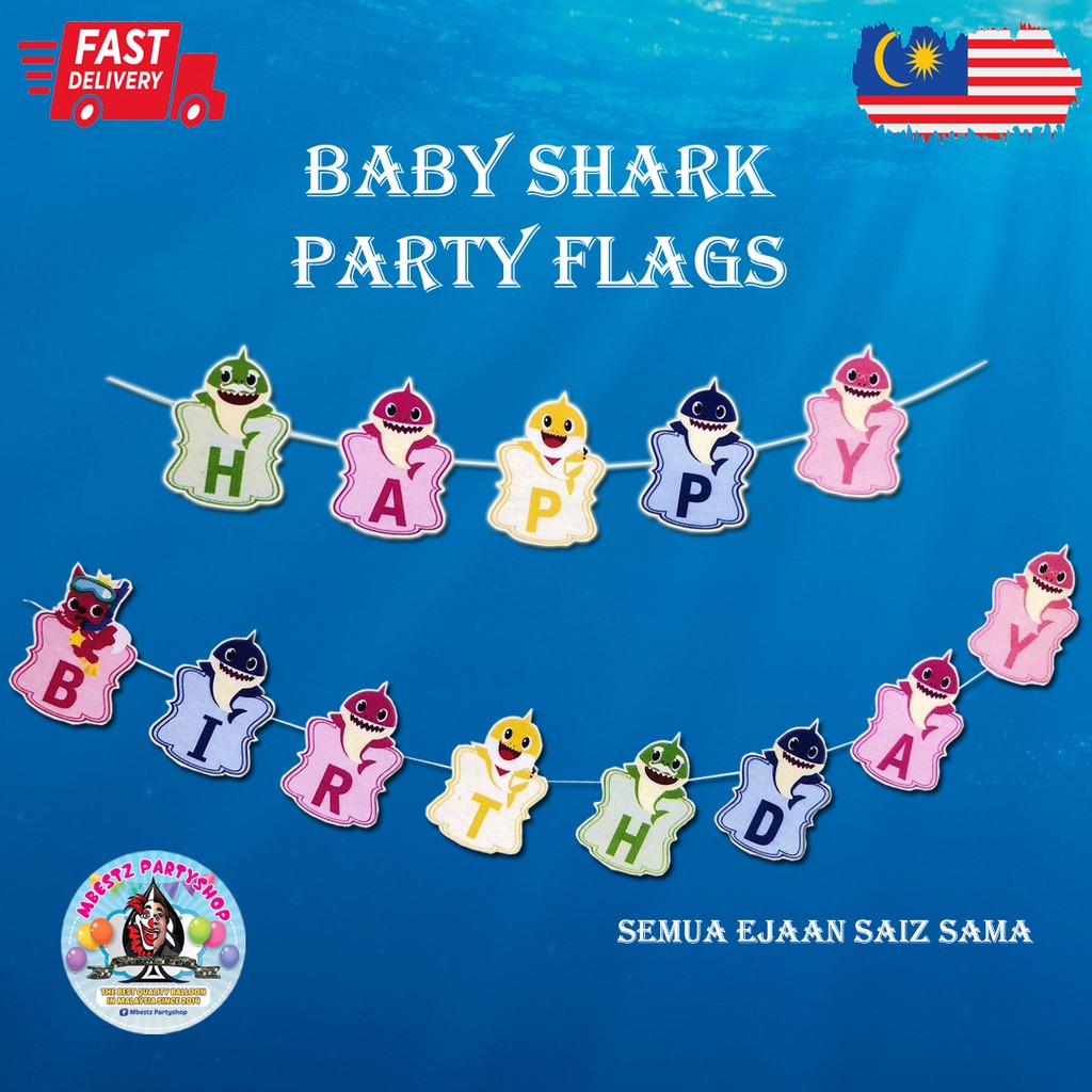 BABY SHARK BIRTHDAY FLAGS (DESIGN B) | Shopee Philippines