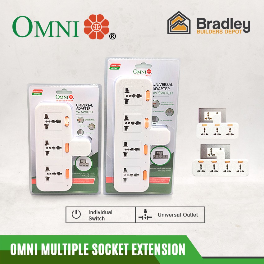 Omni Multiple Socket Extension Adapters (3 gang or 4 gang) | Shopee ...