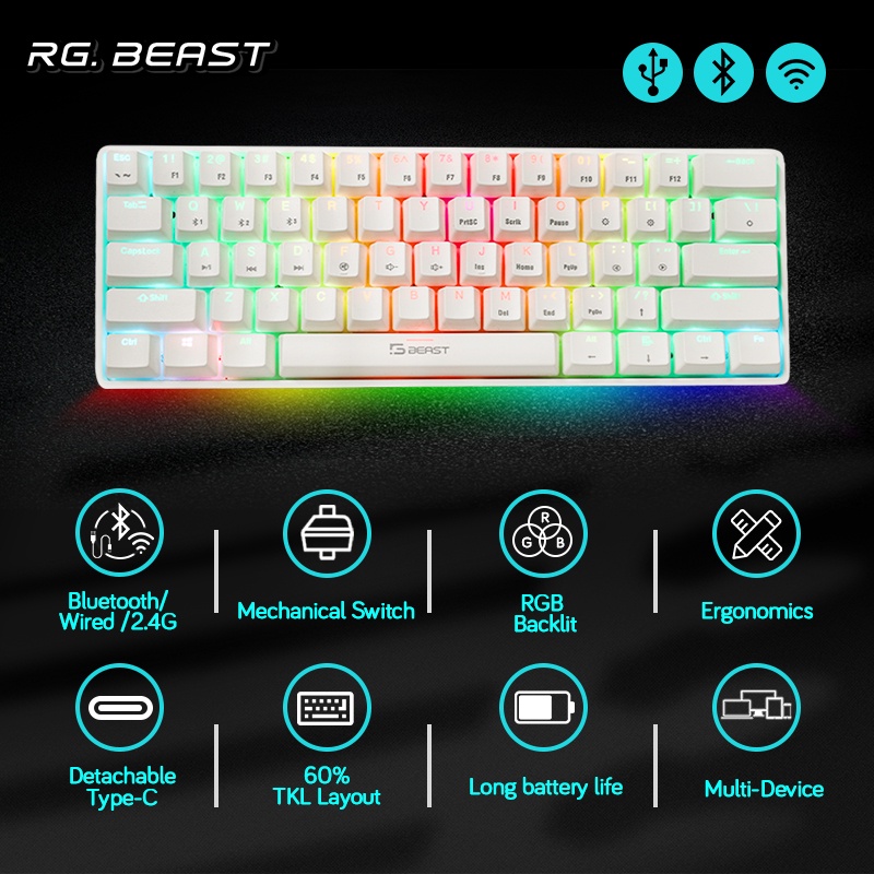 ⚡Local Stock⚡ Dailytech G61 Three Mode Hot swappable 60% RGB RK61 ...
