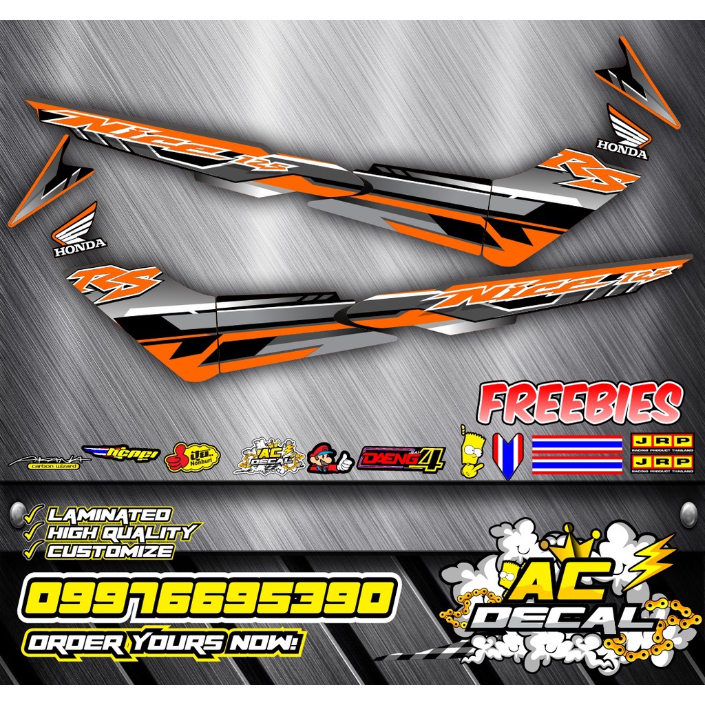 Nice 125/Rs 125 Decal Custom Orange (Thai Design) | Shopee Philippines