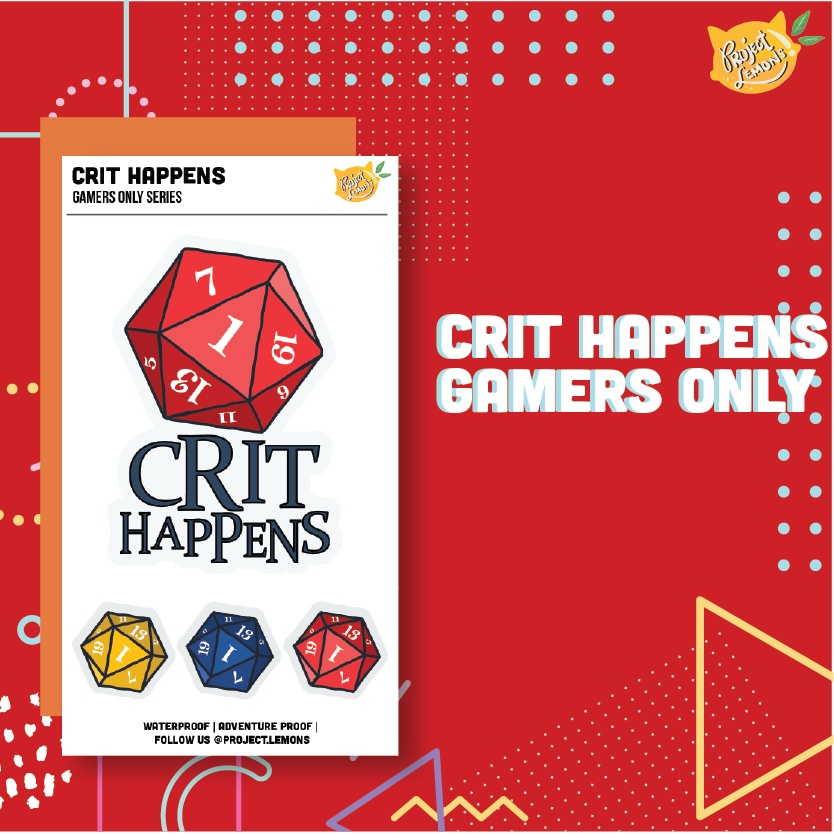 Project Lemons - Crit Happens Dice DnD | Waterproof Stickers | Matte or ...