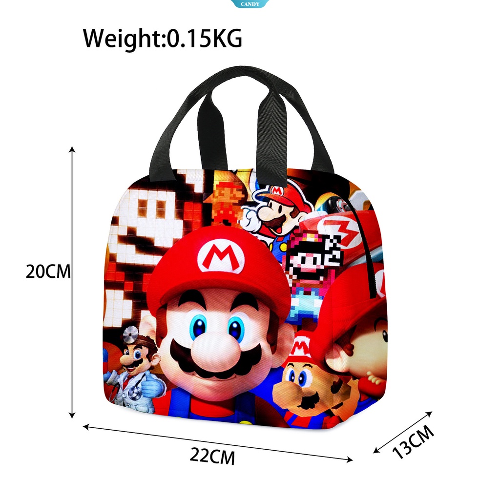 Mario Bros Sonic Cooler Lunch Bag Cartoon Girl Portable Hot Food Picnic ...