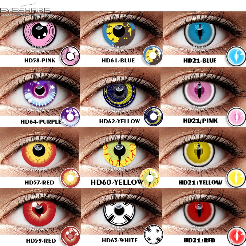 EYESHARE 2pcs Contact Lenses Cartoon Naruto Cosplay Cosmetic Halloween ...