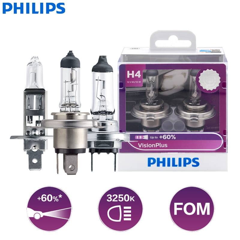 Philips VisionPlus H1 H3 H4 H7 H11 9003 9005 9006 HB2 HB3 HB4 VP 12V ...