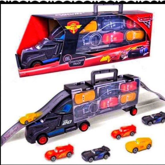 Driven Towin Car Set with 6 small pullback cars for kids with slides ...
