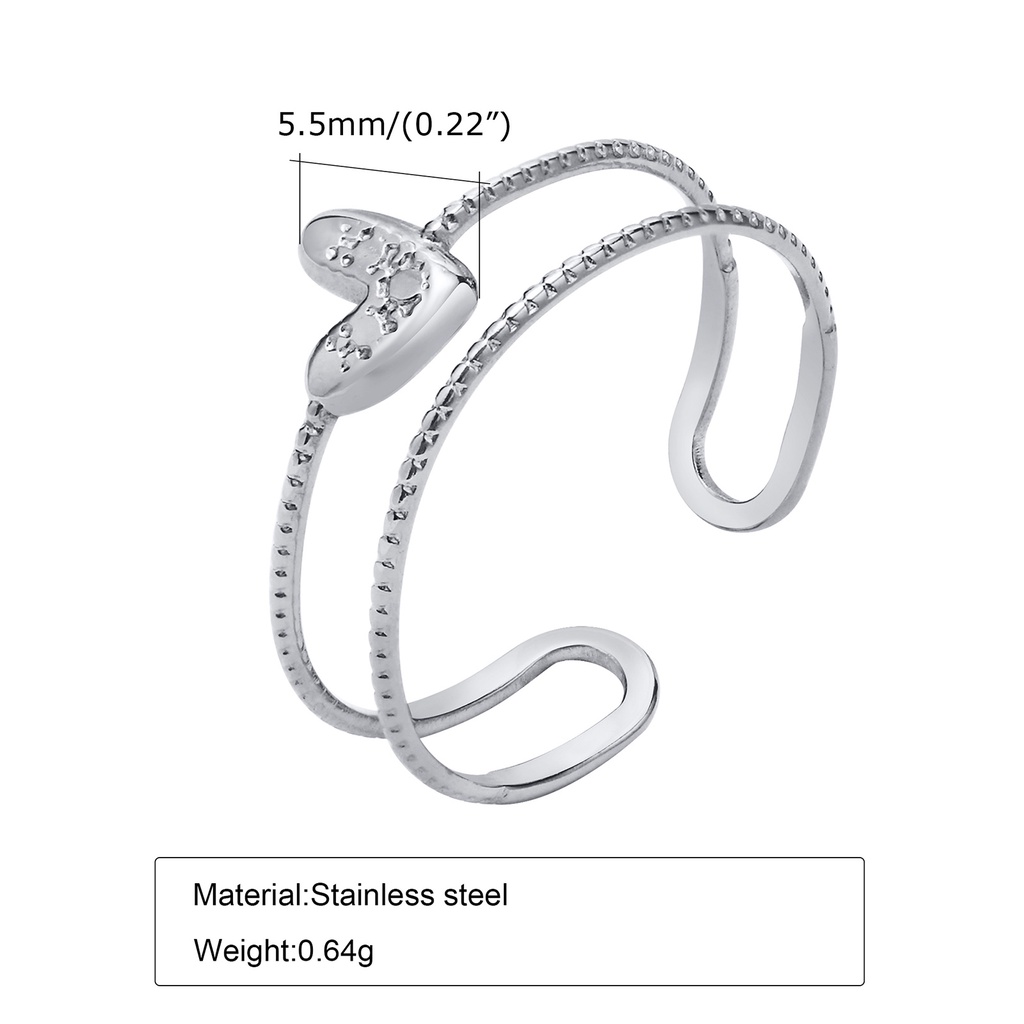 Vnox Heart Open Adjustable Rings for Women,Gold Tone Double Line Rings,Ins Minimalist Jewelry ...
