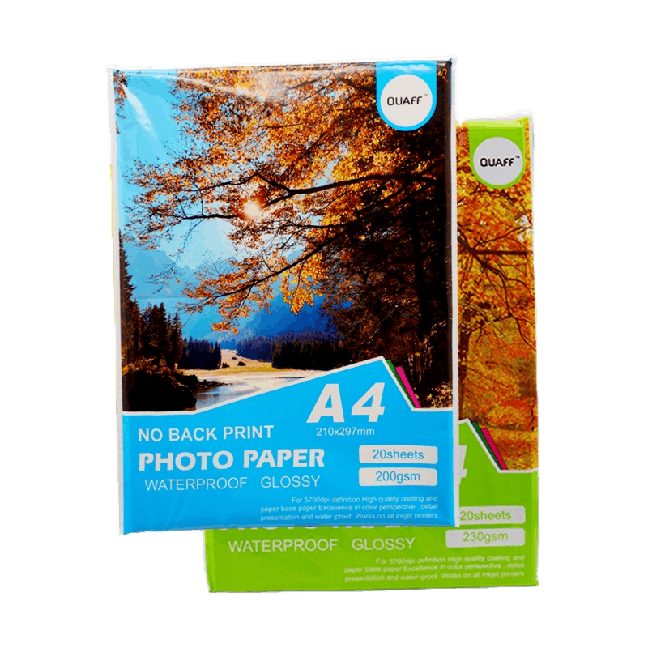 QUAFF Tree Type No Back Print Inkjet Photo Paper Glossy A4 Size - 20 ...