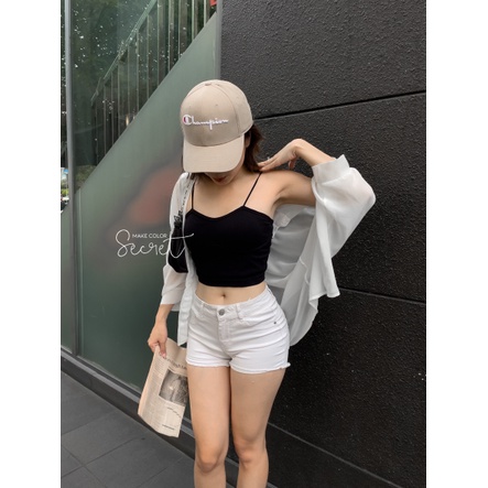 Beautiful elastic tank top with built-in foam (shop photo) | Shopee ...