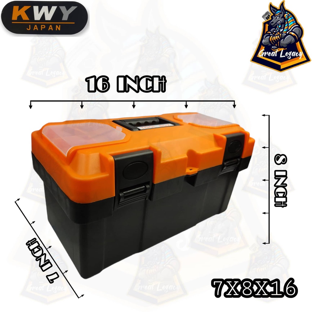 FLYMAN 16" Plastic Tool Box Case with Removable Tray 16(L) x 7(W) x 8(H ...