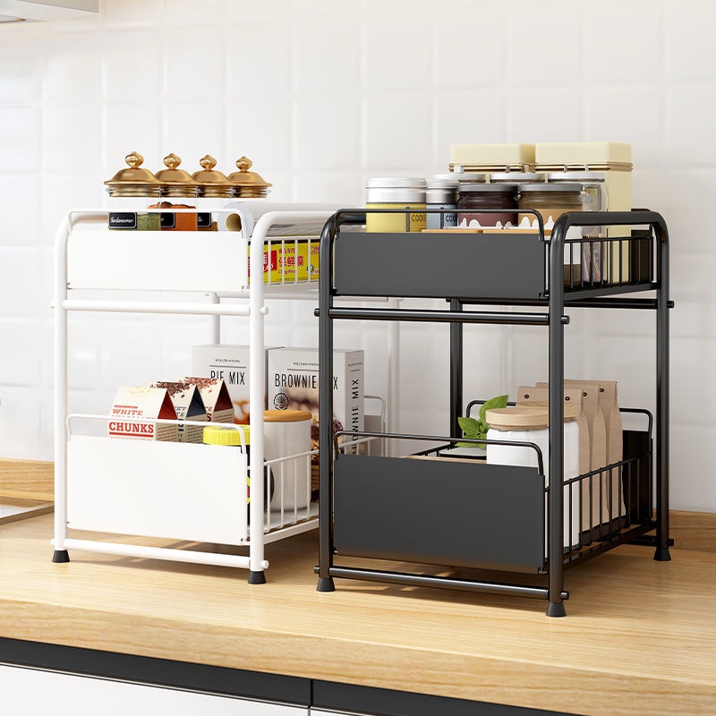 Storage Rack Telescopic Push-Pull Drawer Countertop Cabinet Layered ...