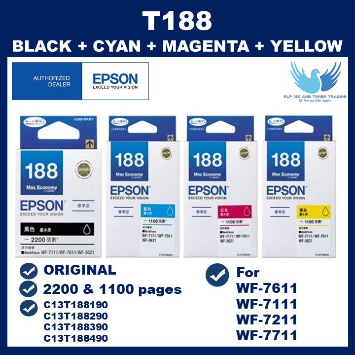 EPSON T188 Black, Cyan, Magenta and Yellow Original Cartridge for Epson ...