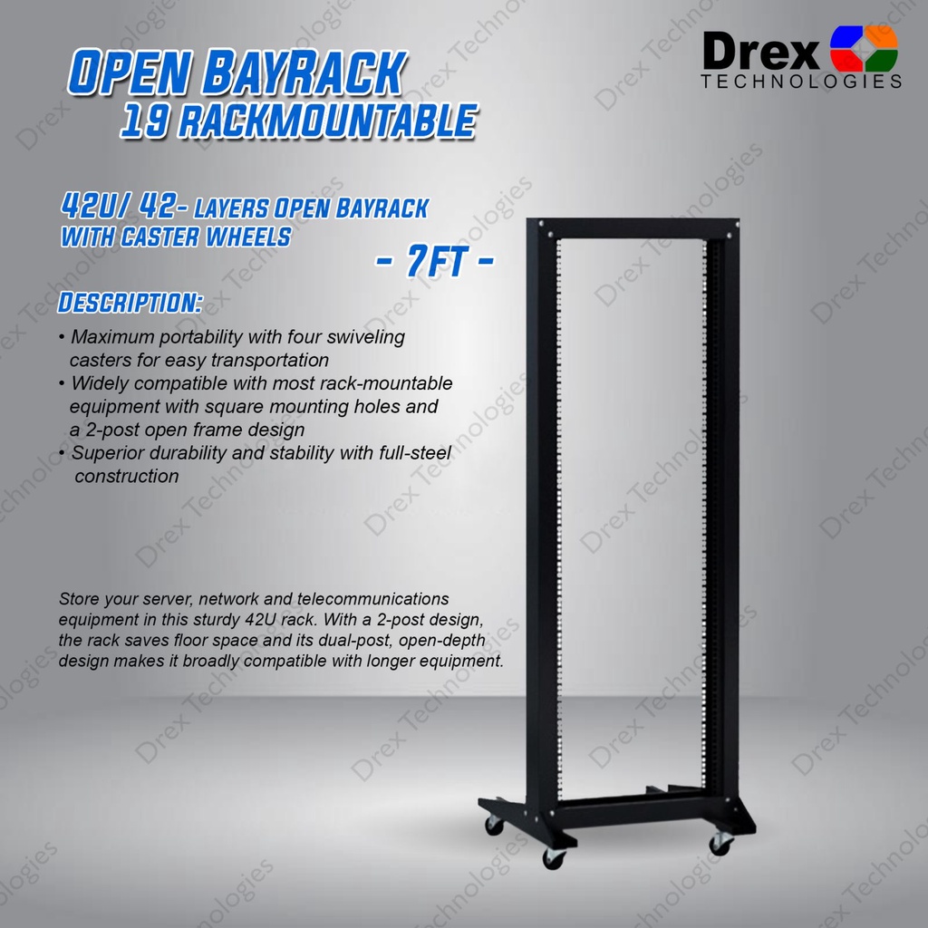 Toten 42U 7FT Open Bay Rack 42-Layer Open Bay Rack With Caster Wheels ...