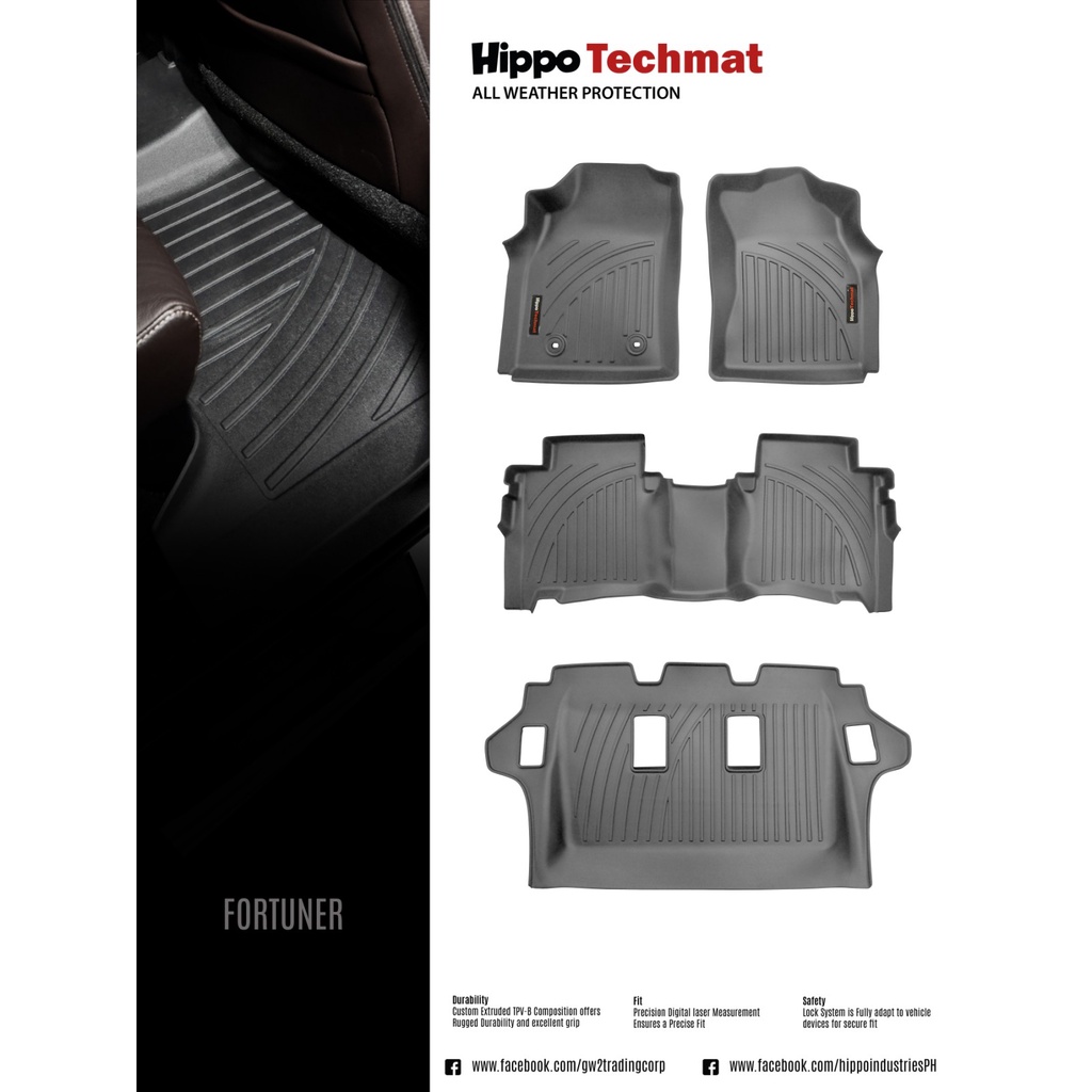Toyota Fortuner / Innova 2005-2015 3 Rows - Hippo Techmat Pro | Shopee ...