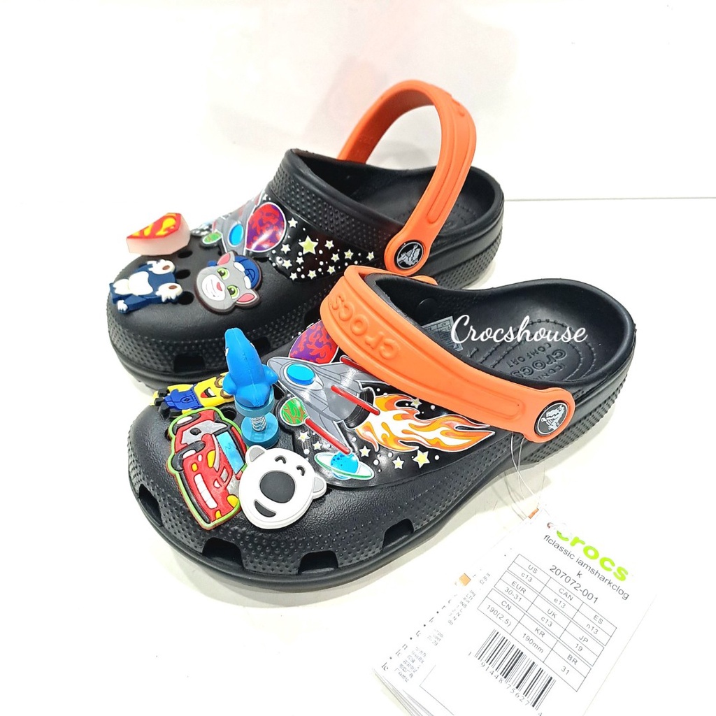 Classic 3D Rocket crocs Slippers With Black Red Strap Boys And crocs ...