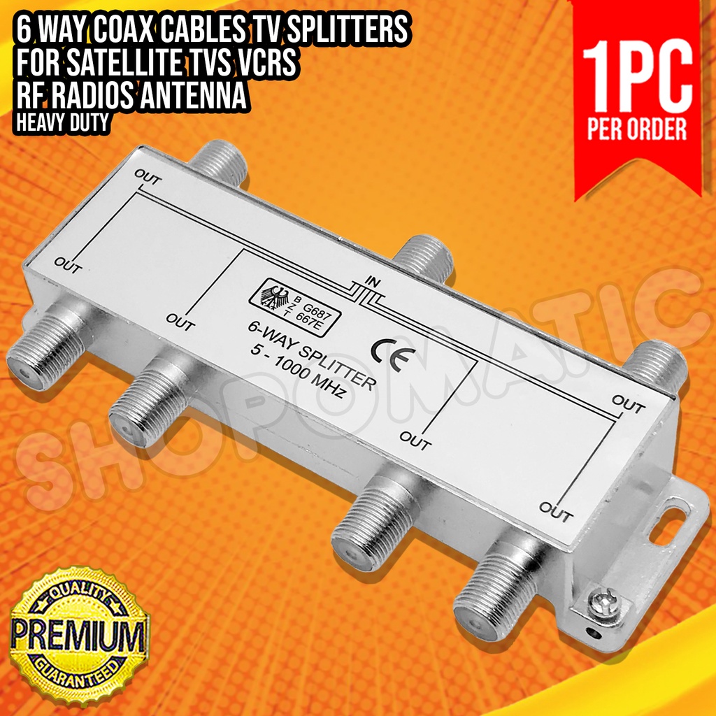 🟧 6 Way Coax Cables TV Splitters for Satellite TVs VCRs RF Radios ...