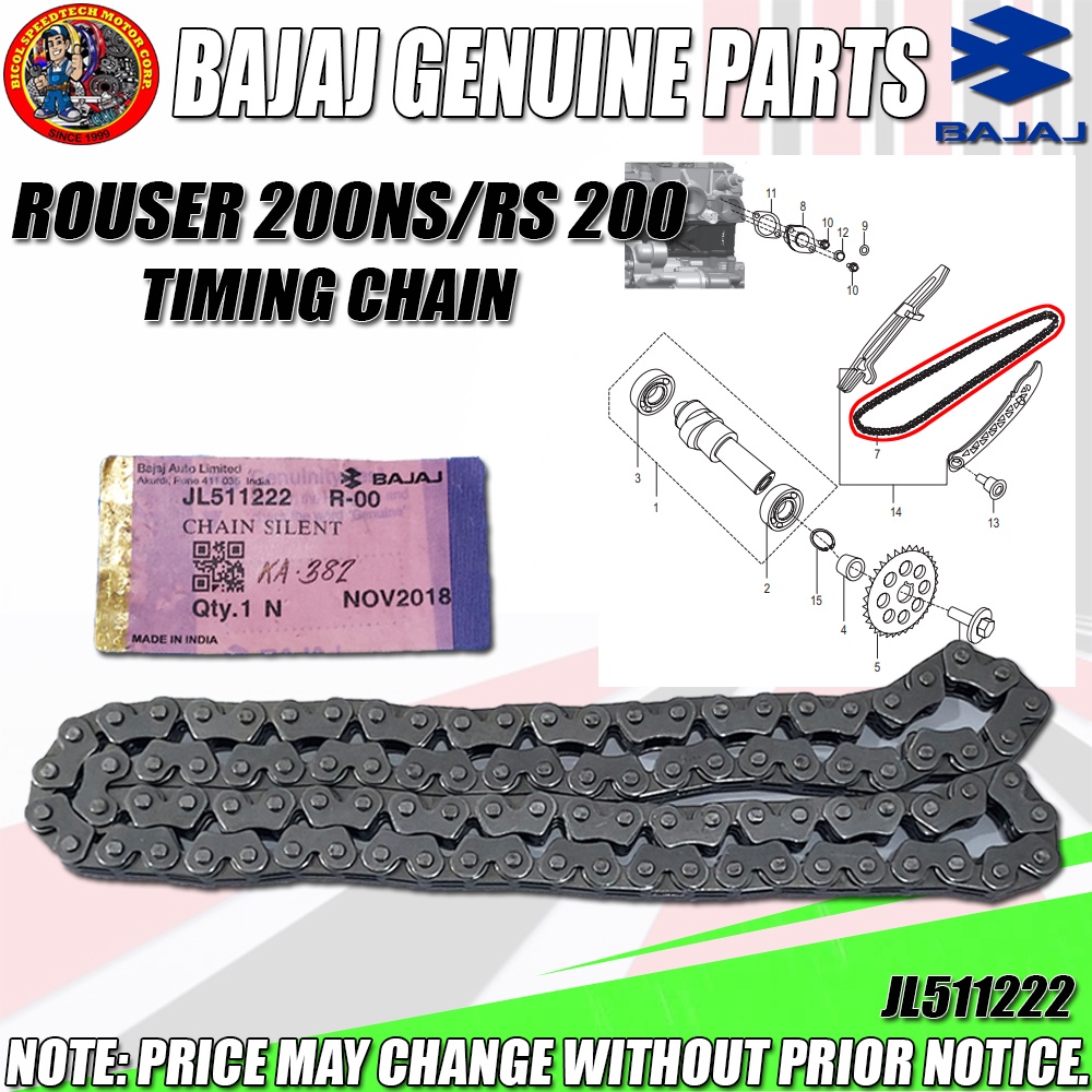 ROUSER 200NS/RS 200 TIMING CHAIN (KMC) (Genuine: JL511222) | Shopee ...