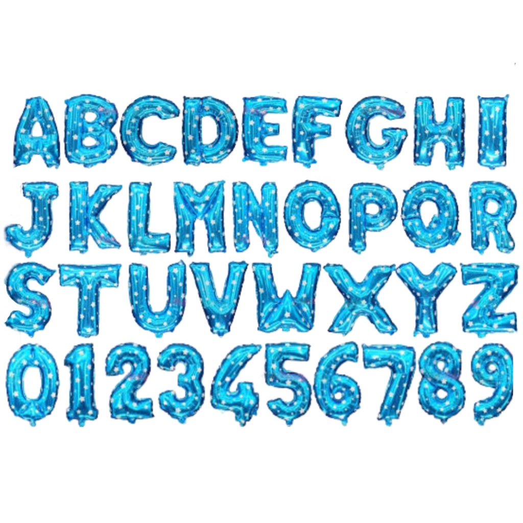 Blue Foil Letter Balloon 16 Inches Foil Number Balloons Blue with Stars ...