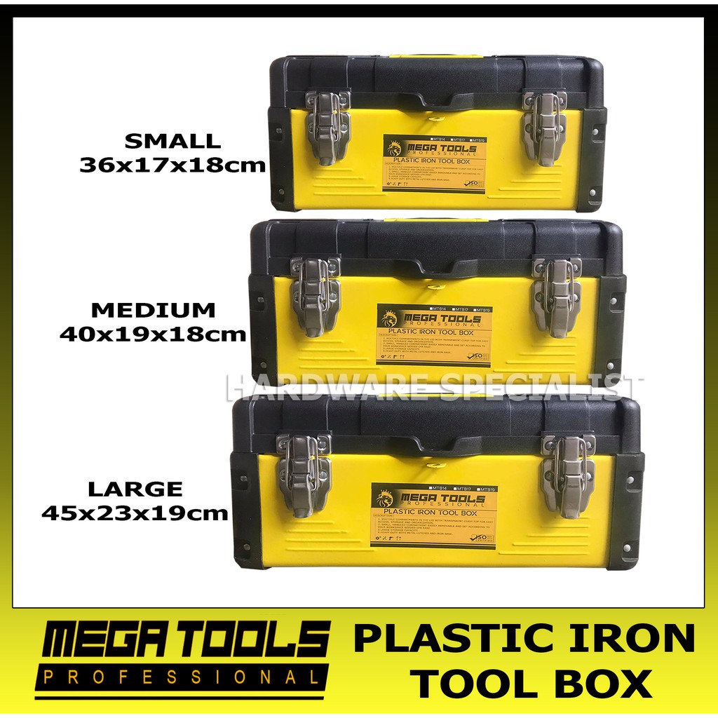 Plastic Iron Tool Box 14", 16" or 19" Mega or Hoyoma | Shopee Philippines