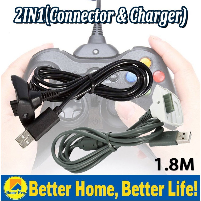 Xbox 360 USB Charging Cable Wireless Game Controller Gamepad Joystick ...
