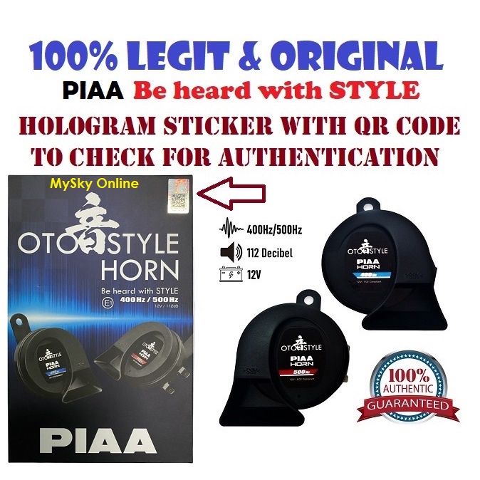 PIAA OTO STYLE HORN WITH HOLOGRAM STICKER/QR CODE 100% ORIGINAL 400Hz/500Hz | Shopee Philippines