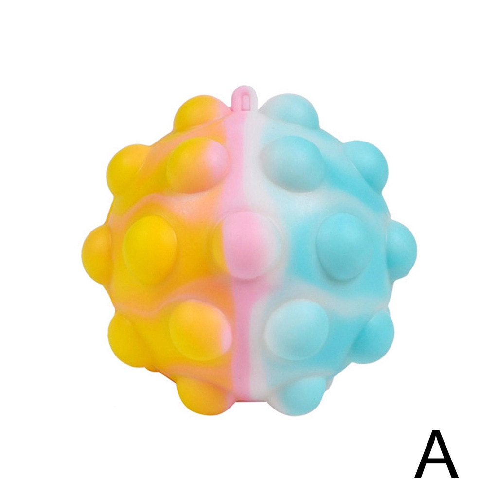 Pop It Ball Fidget Toy 3D Rainbow Silicone Bubble Ball Decompression ...