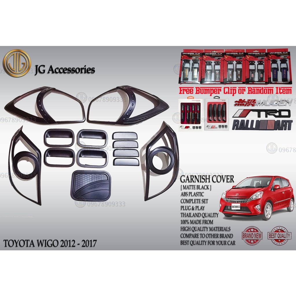 TOYOTA WIGO 2012-2017 COMBO SET MATTE BLACK/COMBO KIT/COMBO GARNISH ...
