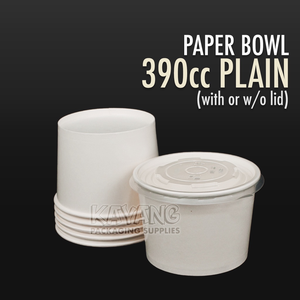 [50pcs] 390cc Plain Paper Bowl WITH or W/O Lid (SET) ON HAND (for ...