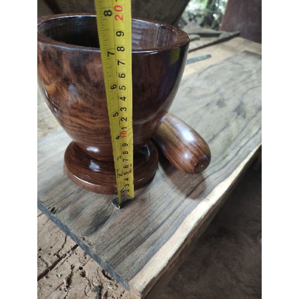 Mortar and pestle (magcono wood) 6.6x7 inches | Shopee Philippines