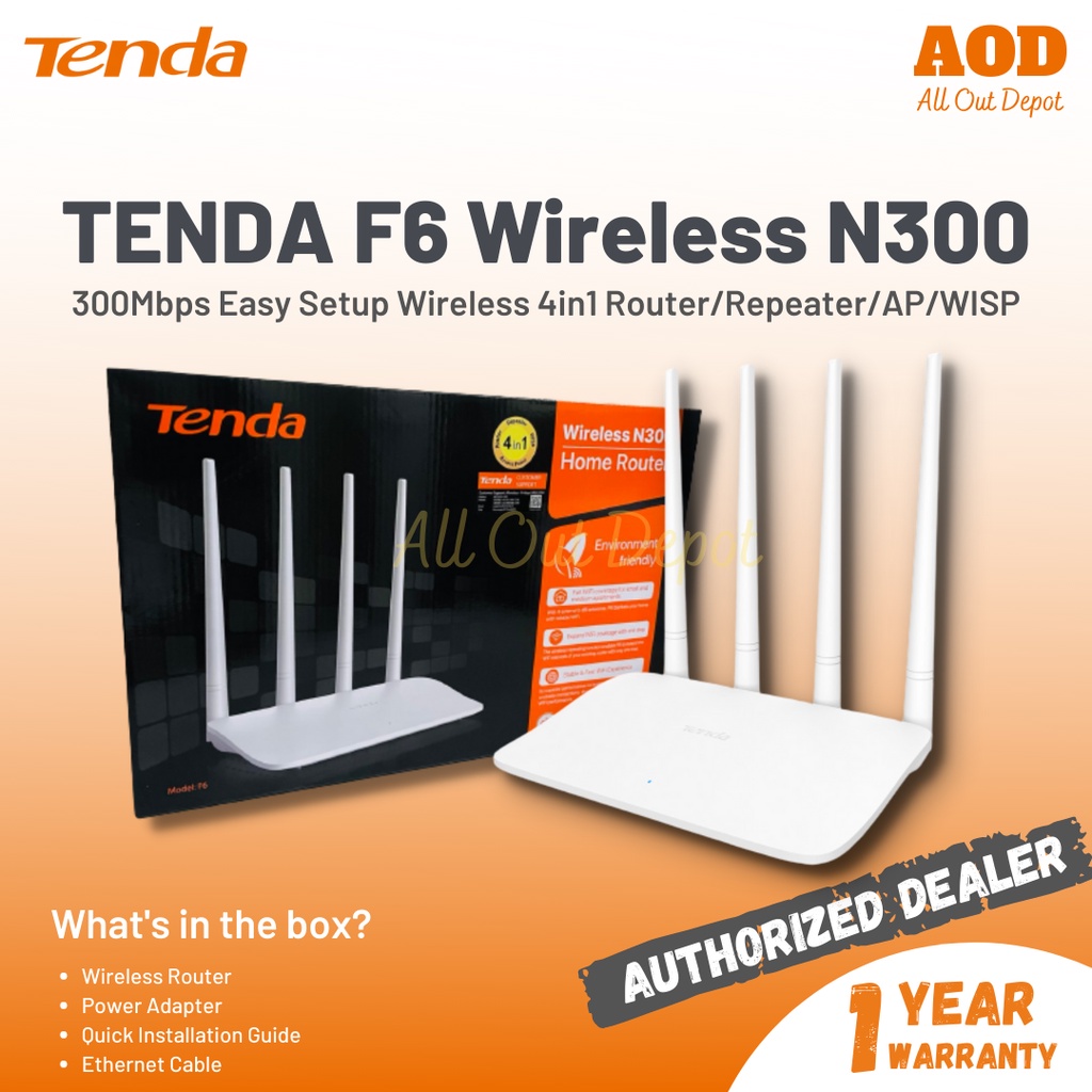 Tenda F6 Wireless N300 Easy Setup 4in1 Home Router | Wireless Router ...