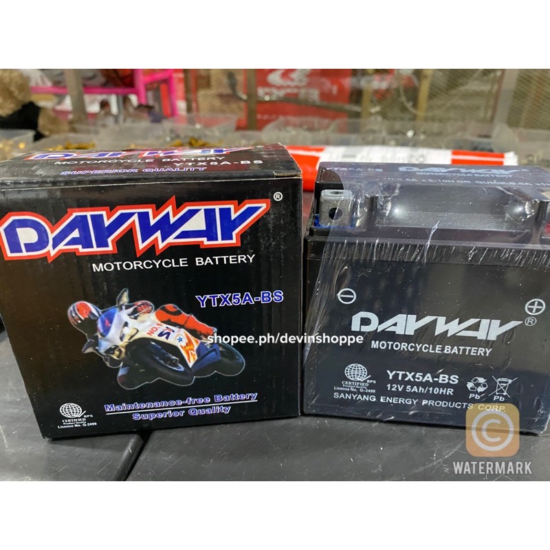 Motorcycle Dayway Battery 5A Original YTX5A | Shopee Philippines