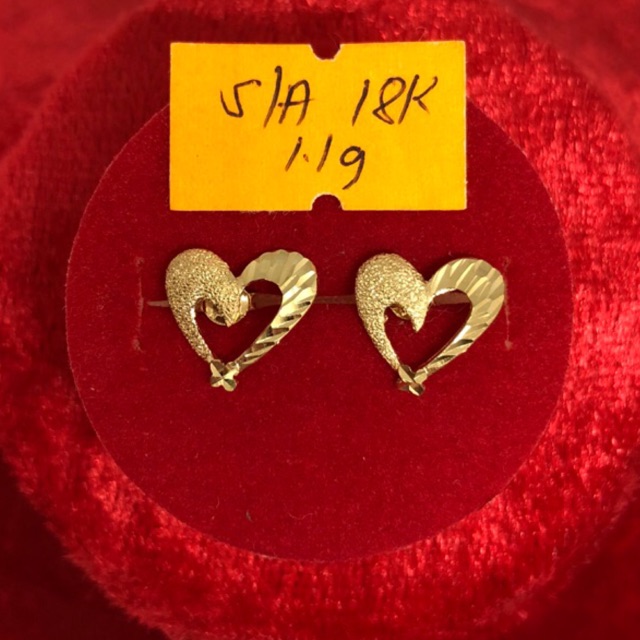 18K Saudi Gold Stud Earrings Heart Design 1.1grams | Shopee Philippines