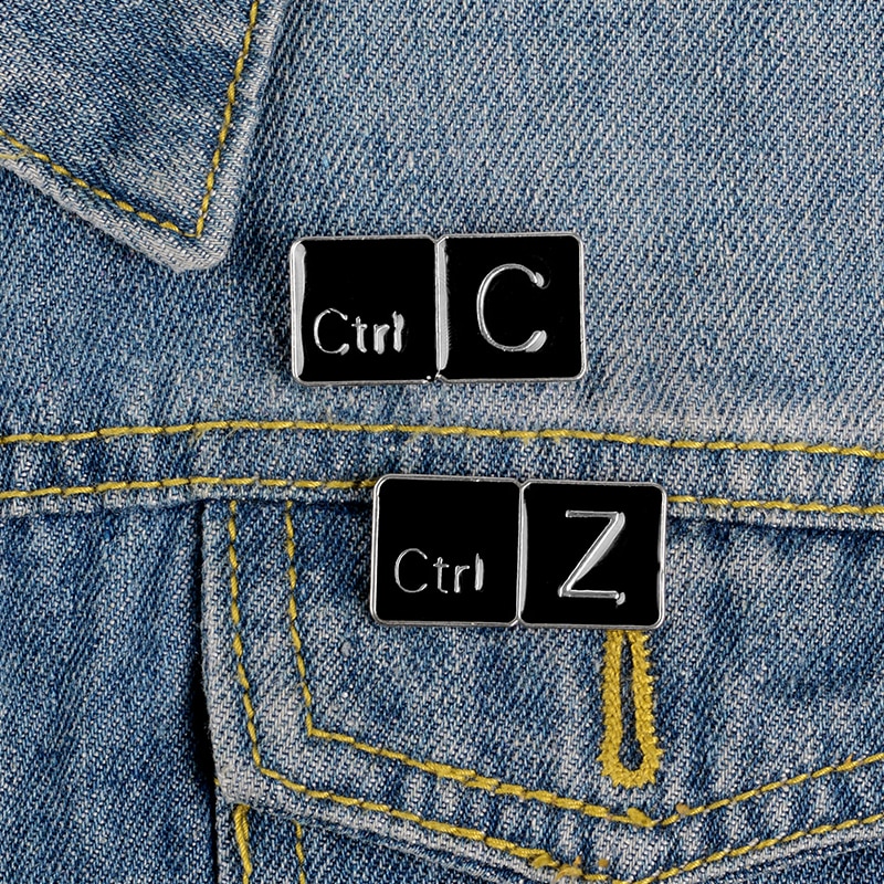 Ctrl C Ctrl Z Enamel Pin Keyboard Shortcut Brooches for Bag Clothes ...