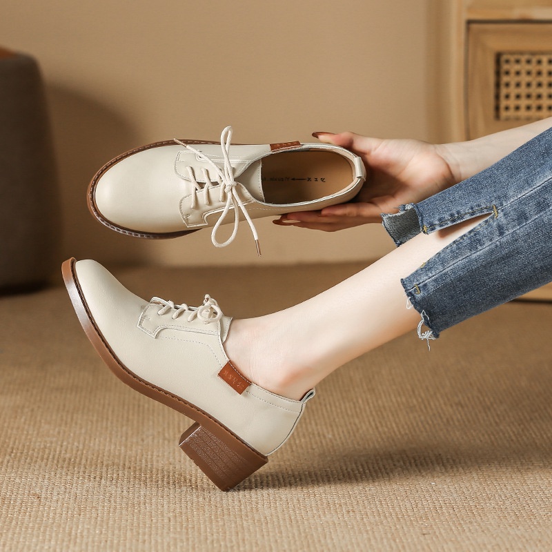 Preppy Style Lace-Up Oxford Shoes British Retro Small Leather Shoes ...