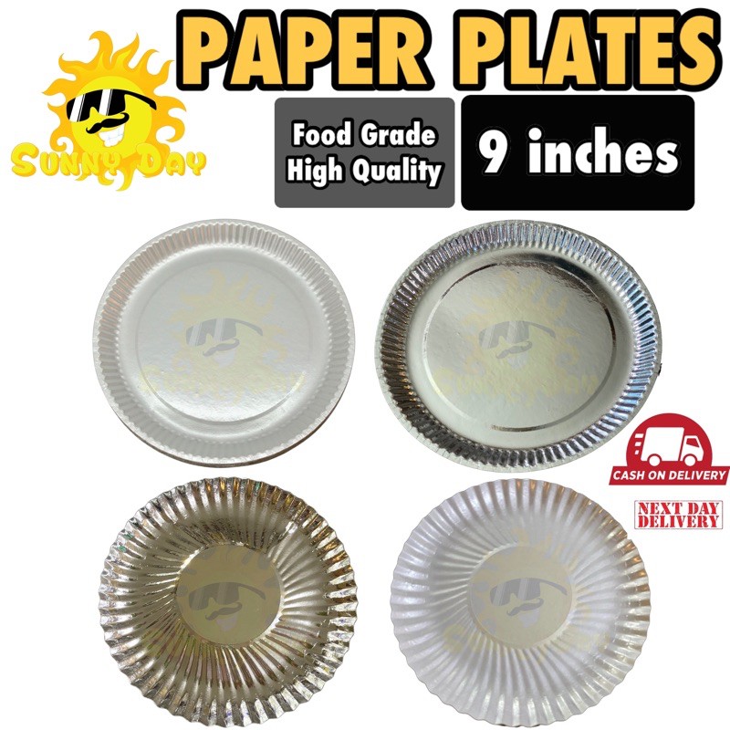 Paper Plate Silver or White Laminated | Shopee Philippines