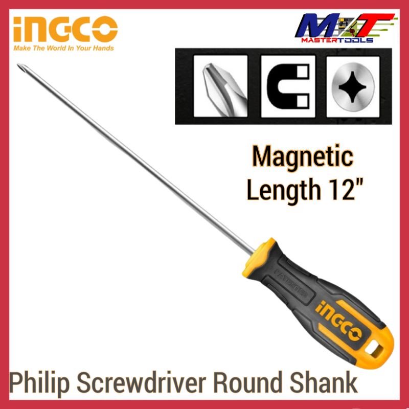 Ingco Phillip Screwdriver Round Shank PH3 6x200mm HS68PH3200 | Shopee ...