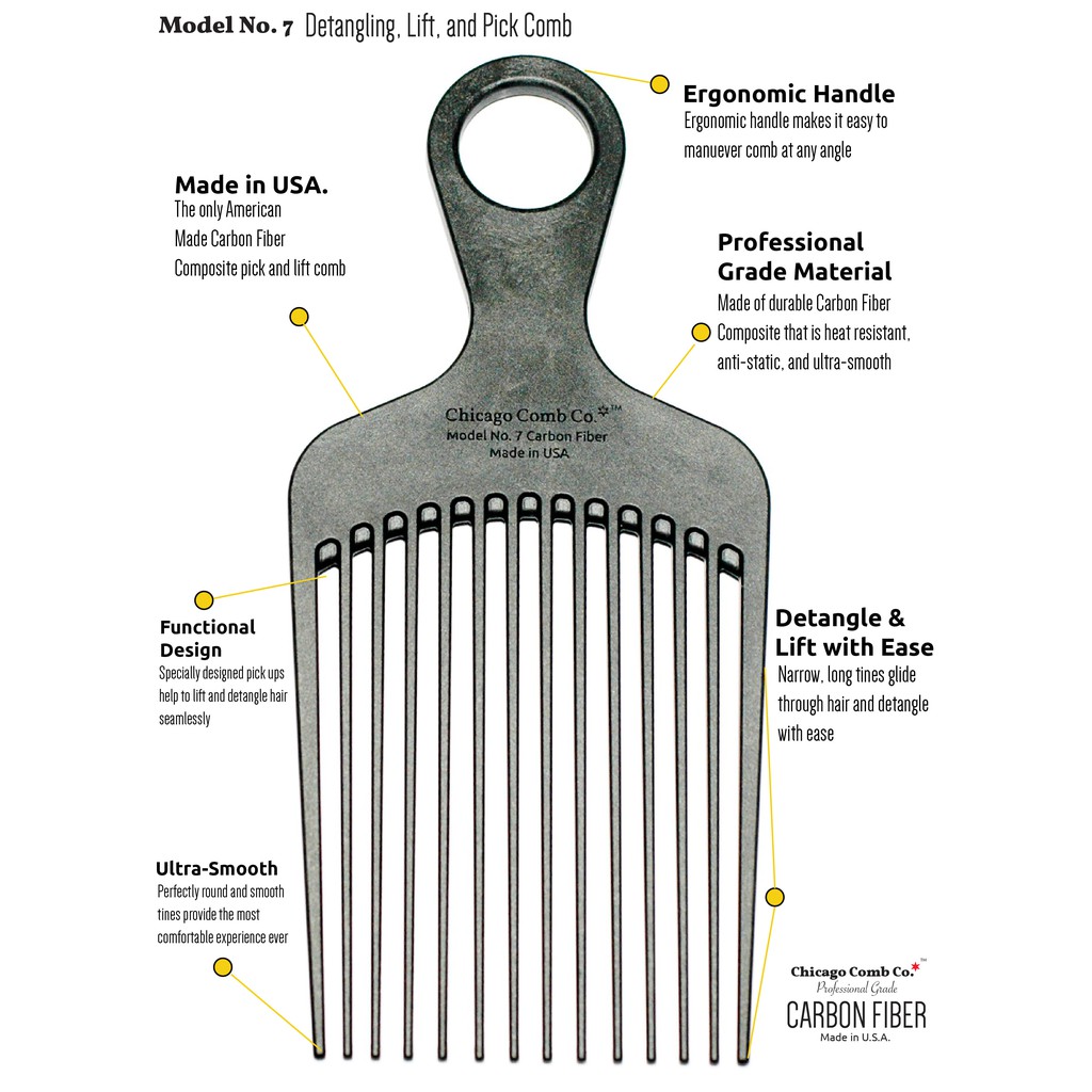 CHICAGO COMB CO. Model No. 7 Carbon Fiber (The World's Finest Comb ...