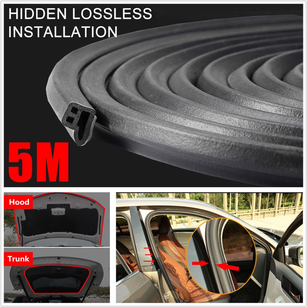5M L Shape Rubber Seal Strip Car Door Hood Trunk Edge Trim Weatherstrip ...