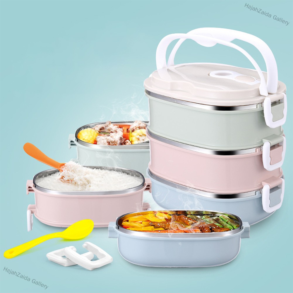 HajahZaida Gallery 304 Stainless Steel Thermal Insulation Lunch Box Leak-Proof Food Container ...